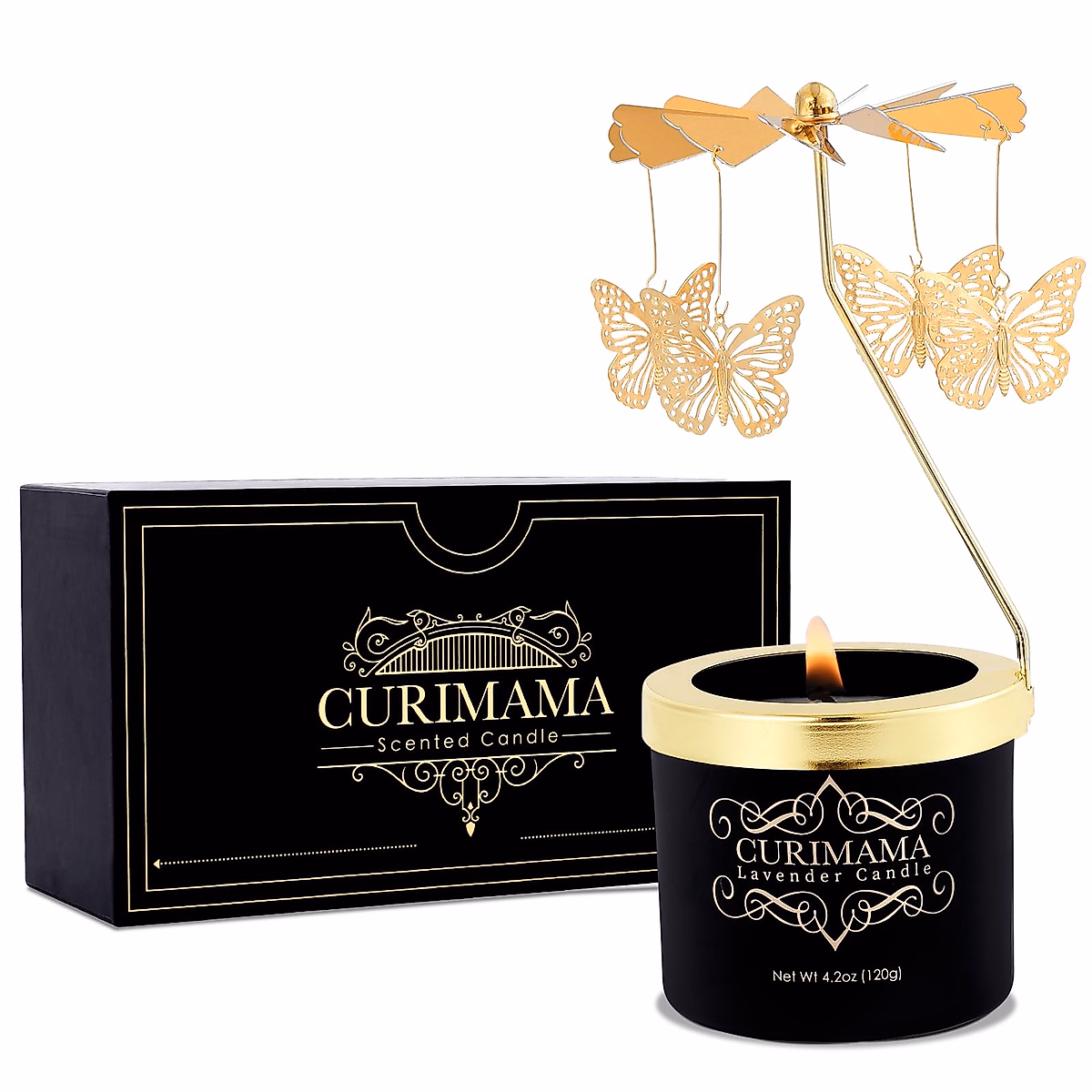 Gifts for Women Birthday Unique, Butterfly Gift for Mom, Rotating Candles Gifts for Best Friend, Lavender Candle Present for Sister, Mom Birthday Gift from Daughter