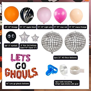Halloween Bachelorette Balloons Arch Garland Kit, Lets Go Ghouls Halloween Balloon Arch with 22" 4D Disco Ball,Eyeball Balloons for Halloween Bachelorette Party,Spooky Good Time,Western Bridal Shower