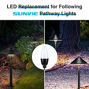 SUNVIE Low Voltage Pathway Lights 3W 3000K Warm White LED Replacement Bulb with Wire 2 Pack