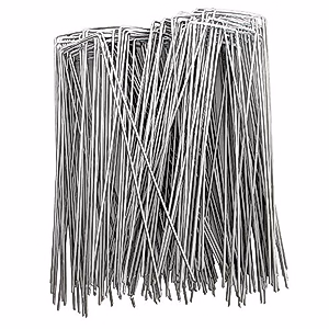 LANIAKEA Garden Stakes 8 Inch Metal Garden Staples 200 Pack Galvanized Landscape Pins Heavy Duty Landscape Stakes for Gardening Fence Landscape Ground Cover