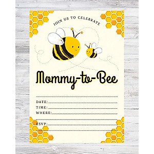 Mommy-to-Bee Bumble Bee Gender Neutral Yellow Baby 5x7 Baby Shower Invites - 24 Invites and 24 White Envelopes