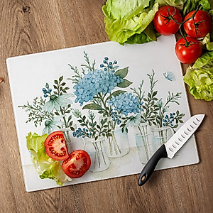 CounterArt Mason Jars & Florals 3mm Heat Tolerant Tempered Glass Cutting Board 15” x 12” Manufactured in the USA Dishwasher Safe