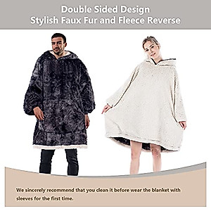 BEDEPOT Wearable Blanket Hoodie Oversized Sweatshirt Warm Birthday Gifts Sherpa Blanket Sweater with Sleeves Giant Pocket Gift for Women Men Adults Teenager