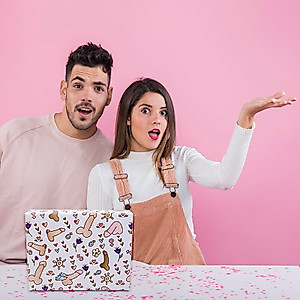 Vnaaem Funny Wrapping Paper 6 Pc Rude Shape for Adult Friends Men Women Gay Anniversary Birthday - 19.6 X27.8Inch