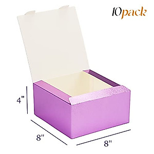 WholeMy Glossy Purple Gift Boxes 10 Pack 8x8x4 Inches, Holographic Gift Boxes with Lids, Gift Boxes for Presents, Bridesmaid Proposal Box - for Wedding, Birthday, Party, Crafting, Anniversary, Christmas
