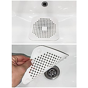 AG COMPANY 1 Pc white Rubber Silicone Square Sink Strainer Bathroom – Best Protection Flat Strainer Stopper with Suction Cups - Filter Shower Drain Cover Stall - Bathtub Hair Catcher Drain Covers.