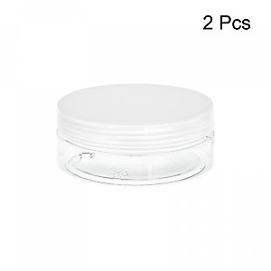 uxcell Round Plastic Jars with Transparent Screw Top Lid, 3oz/ 100ml Wide-mouth Clear Empty Containers for Storage, Organizing, 2Pcs