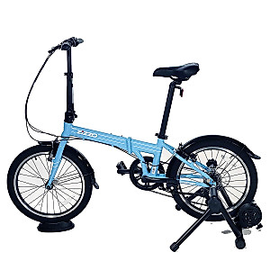 ZIZZO Folding Bicycle Indoor Trainer with Front Wheel Riser Block - FITS 20-INCH Wheel Bikes ONLY - NO EBIKE