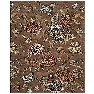 SAFAVIEH Blossom Collection 8' x 10' Brown/Multi BLM920A Handmade Floral Premium Wool Area Rug