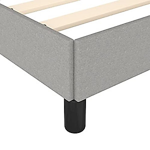 vidaXL Bed Frame, Upholstered Platform Bed, Single Bed Base with Wooden Slats Support for Bedroom, Light Gray 39.4"x74.8" Twin Fabric