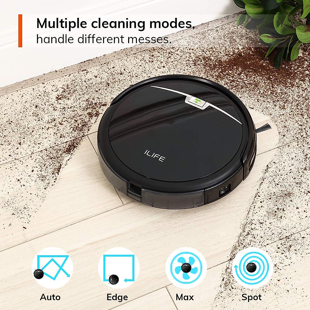 ILIFE A4s Pro Robot Vacuum Cleaner, 2000Pa Max, ElectroWall, Quiet, Automatic Self-Charging Robotic Vacuum Cleaner, Cleans Hard Floor to Medium Carpets, Black