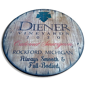 Personalized Table Top Inspired by Old Wine Barrels, Living Room Home Bar Man Cave Wood Furniture, Custom Gifts, Size 16/20/24/30/36/40/42/46 Inch