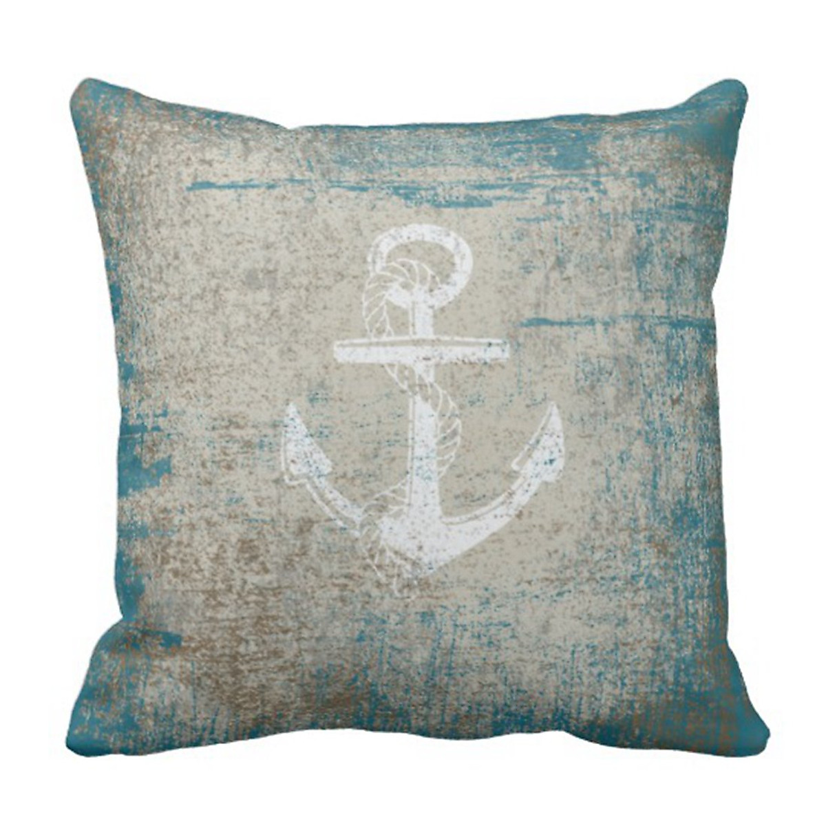 Emvency Throw Pillow Cover Summer Nautical Anchor Distressed Beach Decorative Pillow Case Home Decor Square 20 x 20 Inch Pillowcase