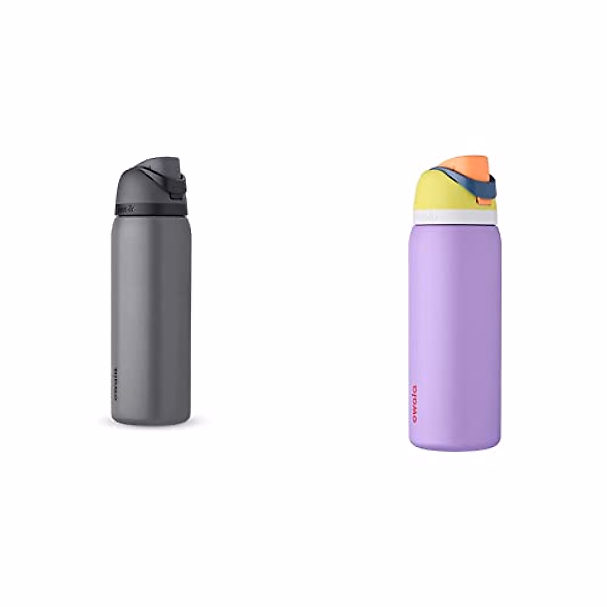 Owala Insulated Stainless Steel Water Bottle with Straw for Sports and Travel, 40-Ounce, Grayt & FreeSip Insulated Stainless Steel Water Bottle with Straw for Sports and Travel, Retro Boardwalk