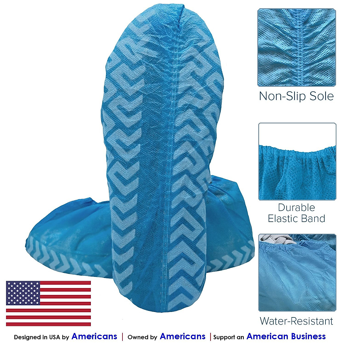 Innovative Haus Premium Thick Disposable Boot & Shoe Covers | Durable, Non-Slip, Treads, Water Resistant, Non-Toxic, 100% Latex Free | Stronger than Competitor-40 grams |100-Pack Blue| (Extra Large)