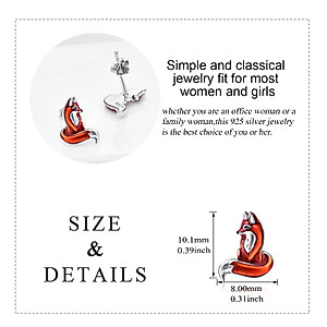 Fox Earrings Gifts Sterling Silver Cute Kitsune Fox Stud Earrings Jewelry Prom Earrings Christmas Gifts for Women Teen