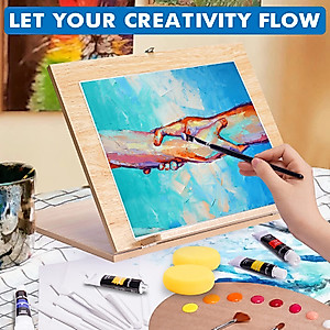 Easel Art Set, 40 Piece Painting Supplies with 1 Art Easel, 24 Acrylic Paint Set, 4 Painting Canvas, 12 Paint Brushes & Necessary Paint Set Tools, Art Supplies for Kids Adults Beginners Artists Pros