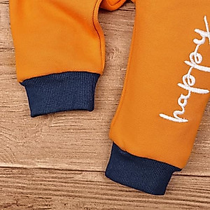 CETEPY Baby Boys Clothes 12-18 Months Toddler Boy Sweatshirt Patchwork Fall Winter Long Sleeve Shirt Pants Outfits Clothing Set Set Yellow 12-18 Months