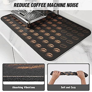 Coffee Mat Coffee Bar Mat Hide Stain Absorbent Drying Mat with Waterproof Rubber Backing Fit Under Coffee Maker Coffee Machine Coffee Pot Espresso Machine Coffee Bar Accessories-Black Marble