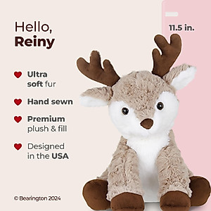 Bearington Reiny Plush Reindeer Stuffed Animal, 11.5 Inch Stuffed Reindeer Plush Toy, Ideal Christmas Stuffed Reindeer Gift for Toddlers, Kids & Teens