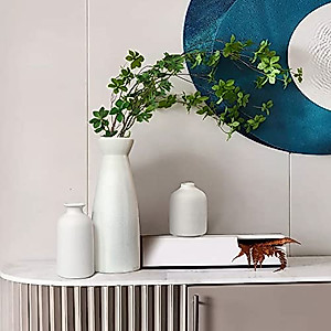 White Ceramic Vases Set 3 for Farmhouse Home Decor,Modern Boho Small Vase for Pampas Flower Decorative,Vases for Dinner Table Party Living Room Office Bookshelf Entryway Bedroom Decor (White)…