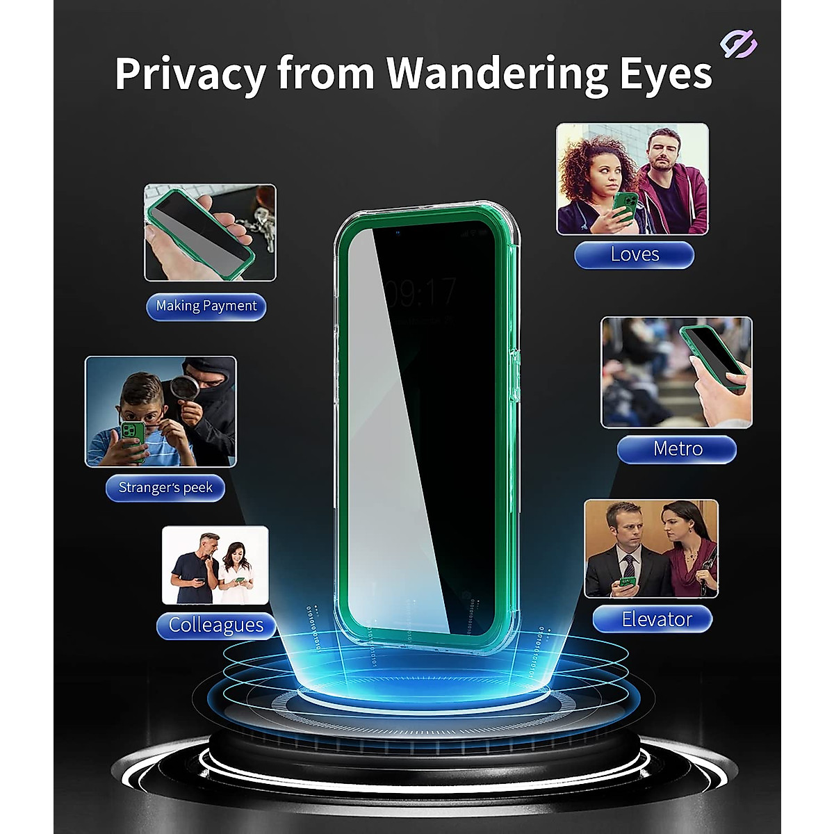 Magnetic Case for iPhone 13 Pro Max, [with Privacy Screen Protector][100% Screen Sensitivity][Compatible with MagSafe] Full Body Shockproof Anti Spy Cell Phone Case Cover 6.7 inch-Alpine Green