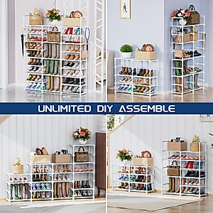 Mavivegue 9 Tiers Shoe Rack Tall Shoe Organizer Shoe Storage 50-55 Pairs Vertical Shoe Shelf Large Shoe Rack Organizer Stackable Shoe Racks for Entryway, Closet, Garage, Bedroom,Cloakroom - White