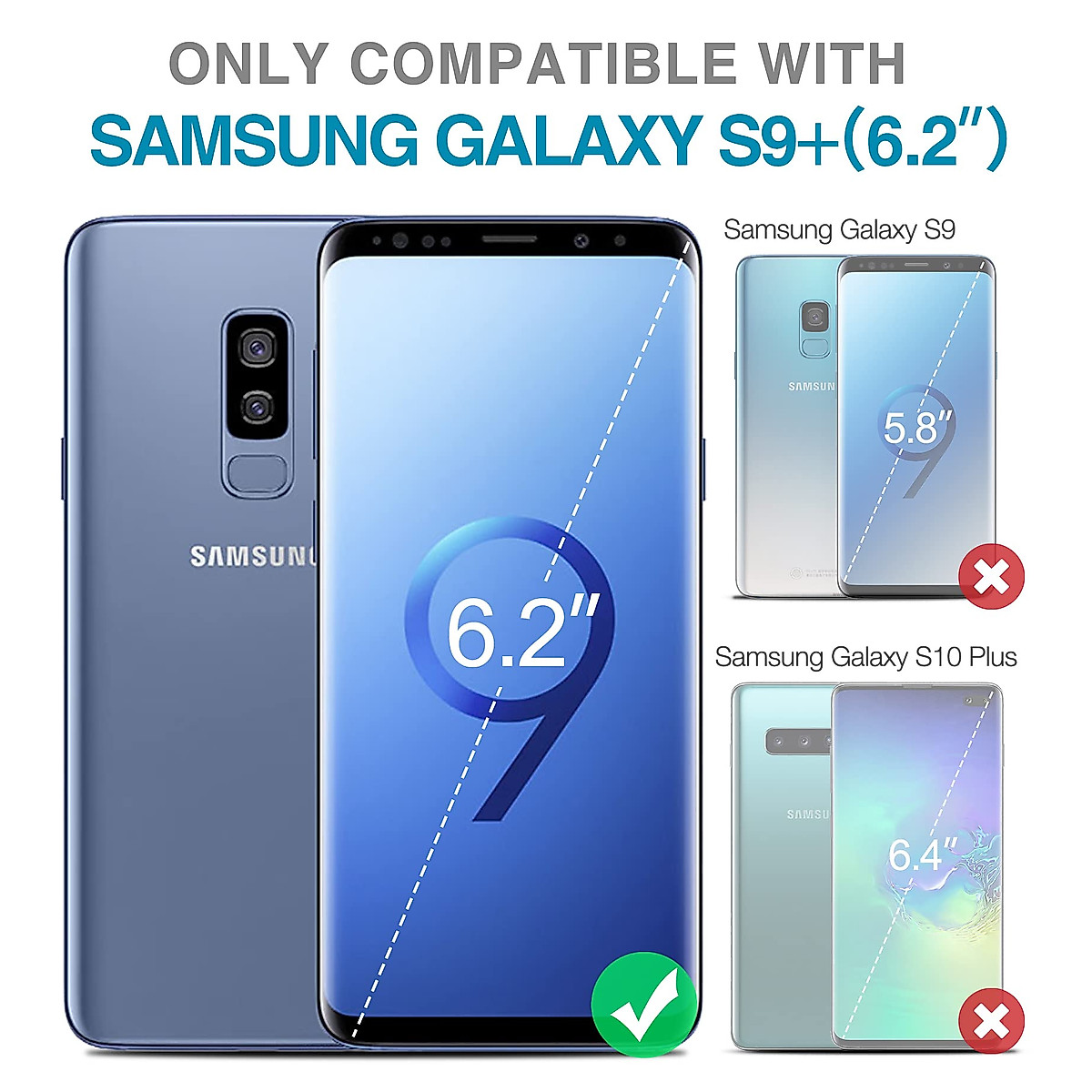 SURITCH for Samsung Galaxy S9 Plus Marble Case, [Built-in Screen Protector] Full-Body Protection Shockproof Rugged Bumper Protective Cover for Galaxy S9 Plus 6.2 Inch (Lavender)