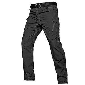 CARWORNIC Men's Outdoor Tactical Pants Rip-Stop Lightweight Stretch Military Cargo Work Hiking Pants Black