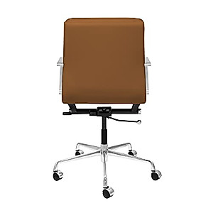 Laura Davidson Furniture SOHO II Padded Management Chair for Office & Dining with Swivel, Made of Faux Leather, Brown