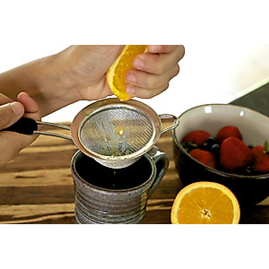 LiveFresh Fine Mesh Stainless Steel Mini Tea Strainer with Non Slip Handle - 3 inch - Ideal Size for Straining Teas and Cocktails or Sifting Flour, Sugar, Spices, and Herbs