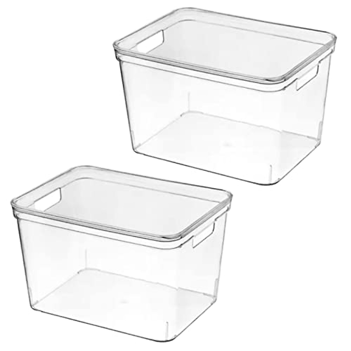Tidyhome - 2 XLARGE Clear Plastic storage bins with lids- (14inchL×11inchW×9inchH)-Bins Handle for Office, Entryway,Cabinet, Bedroom, Laundry Room, Nursery and Transparent 14.2inchL×11inchW×9inchH