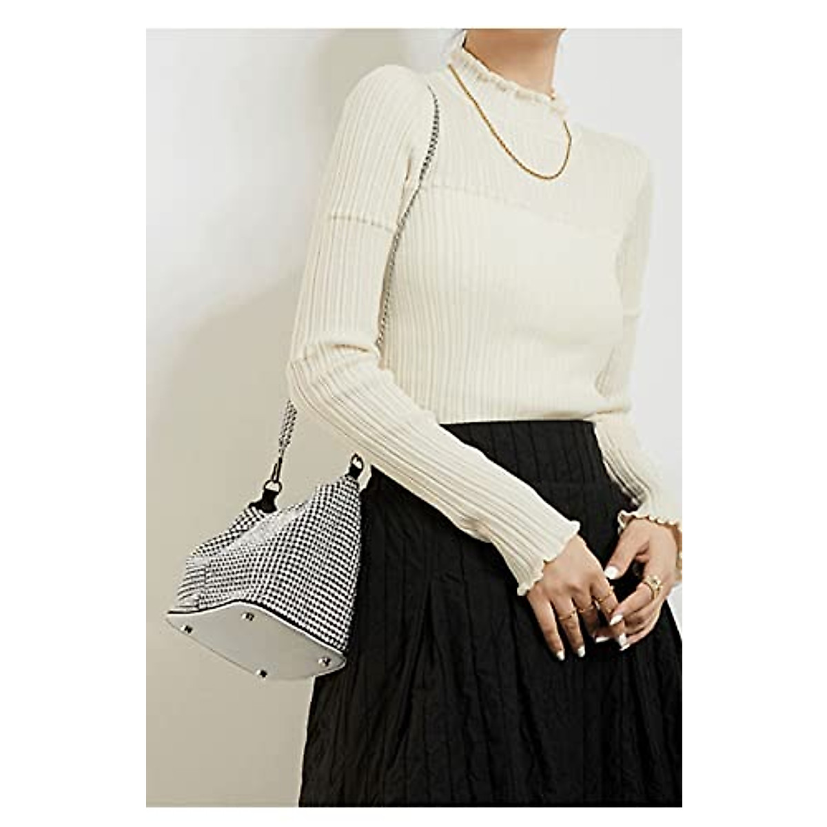 ATOLYE Shiny Evening Bag Sparkly Rhinestone Handbag Underarm Shoulder Bag Crossbody Bags for Party Wedding Club