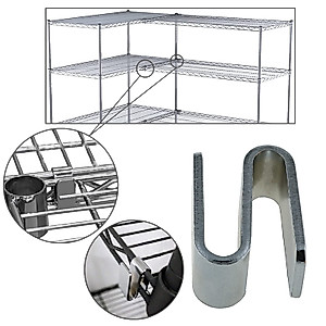 LUORNG 4pcs Wire Shelving S Hook Chrome Plating for Wire Shelf System Wire Rack Hook, Silver