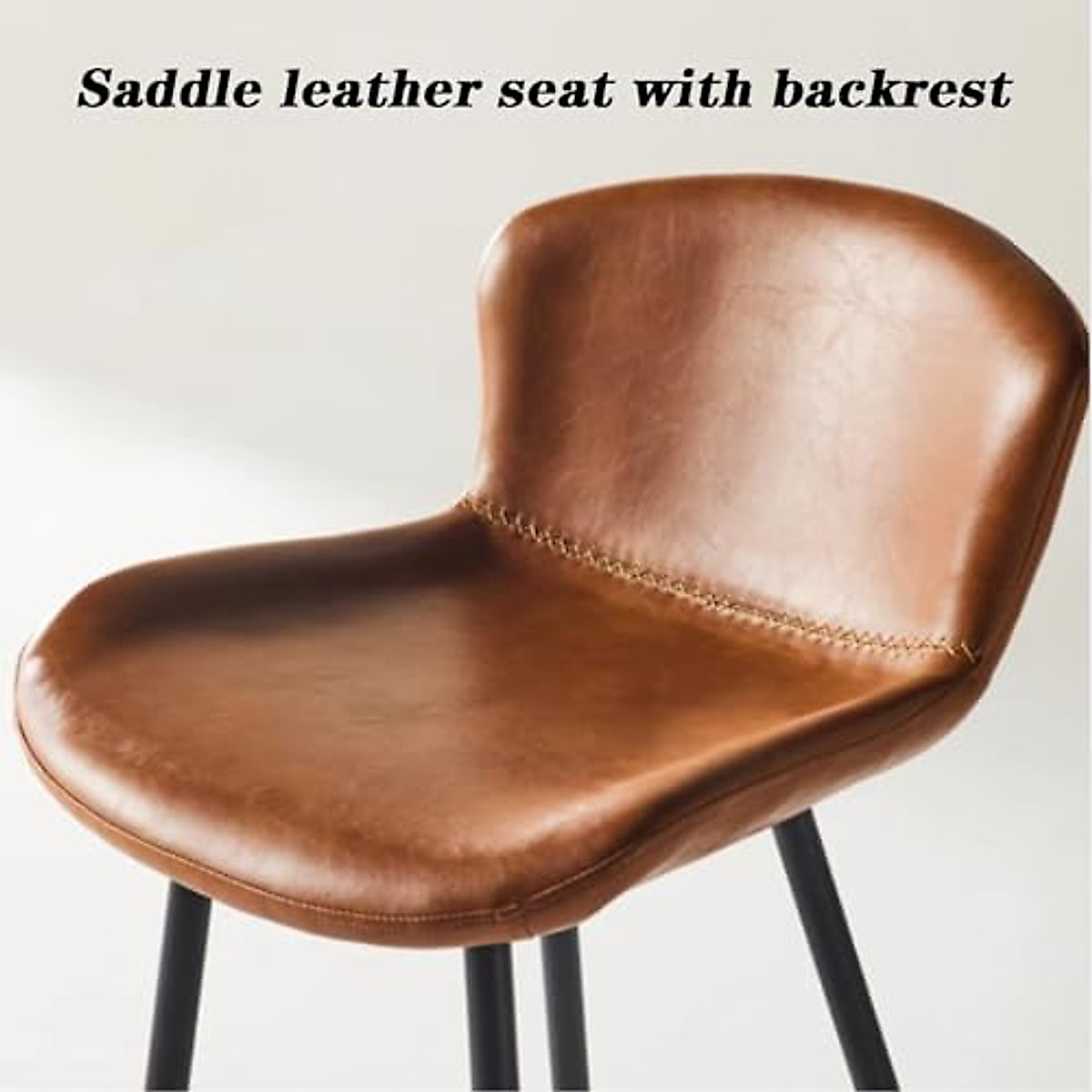 Lsoiup Counter Height Bar Stools Set of 2, Mid Century Modern Faux Leather Counter Stools with Back Armless Bar Chairs for Home Bar Kitchen Island