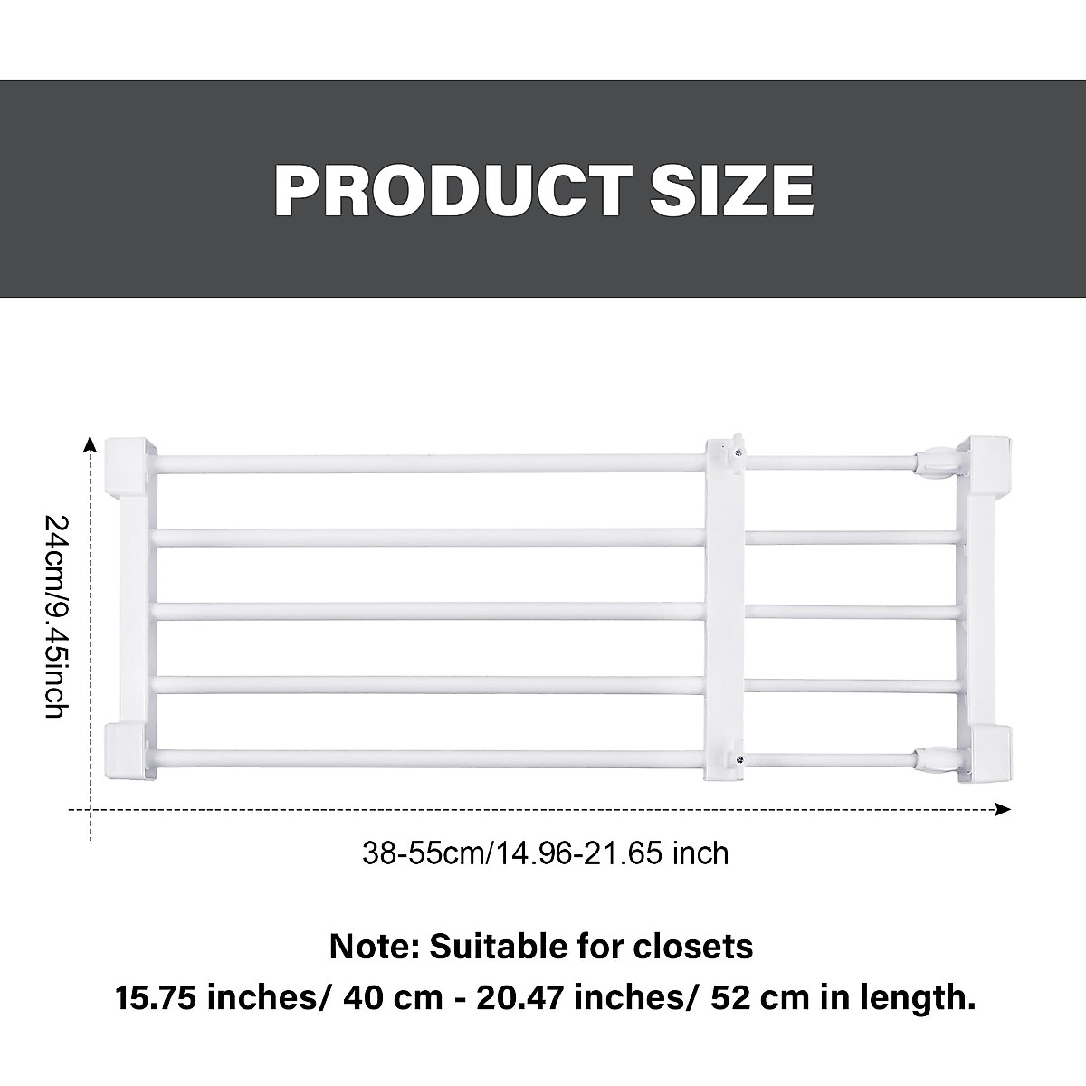 Geetery 4 Pcs Closet Tension Shelf Metal Expandable Closet Shelf Dividers Adjustable DIY Shelf Separators in Closet Tension Rod Storage Rack for Cabinet Kitchen Wardrobe (15''-21.65'' X 9.45'')