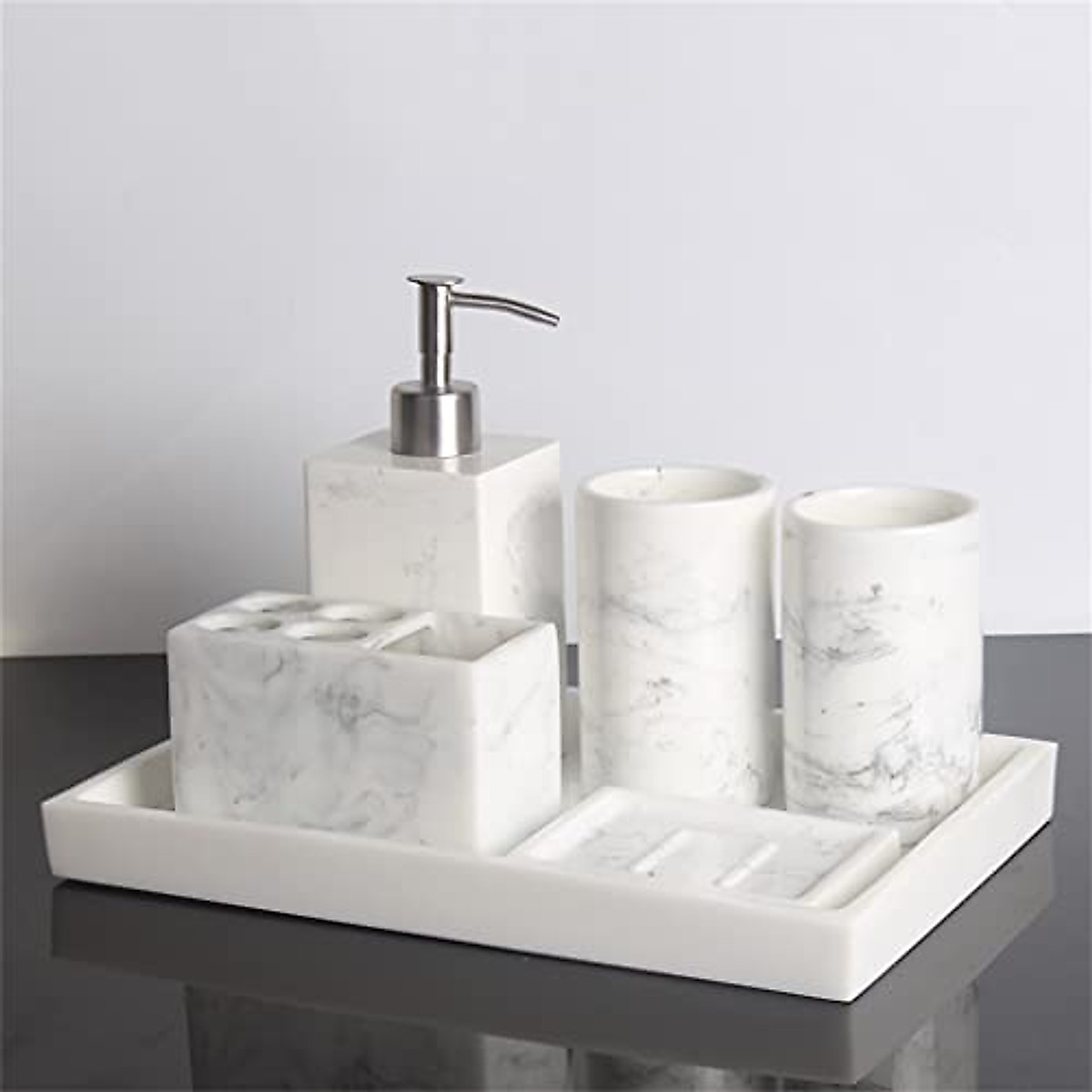 WYKDD Six-Piece Set Bathroom Supplies Set Bathroom Set Wash Set Resin Mouthwash Cup Toothbrush Holder Set