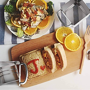 HULISEN Stainless Steel Decruster Sandwich Cutter and Sealer, Heavy Duty PB J Sandwich Maker, Remove Bread Crust, DIY School Lunch Pocket for Kids Child, Used for Square Biscuit Cutter, Gift Package