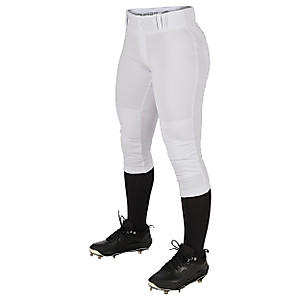 CHAMPRO Girls Tournament Traditional Low-Rise Softball Pants, White, Large