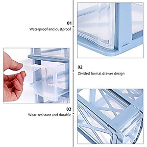 DOITOOL Four- Layer Storage Drawers- Transparent Plastic Drawers Organizer- Multifunction Plastic Drawers Kitchen Pantry Storage Cabinet for Kitchen, Bathroom, Vanity, Desk ( Blue )