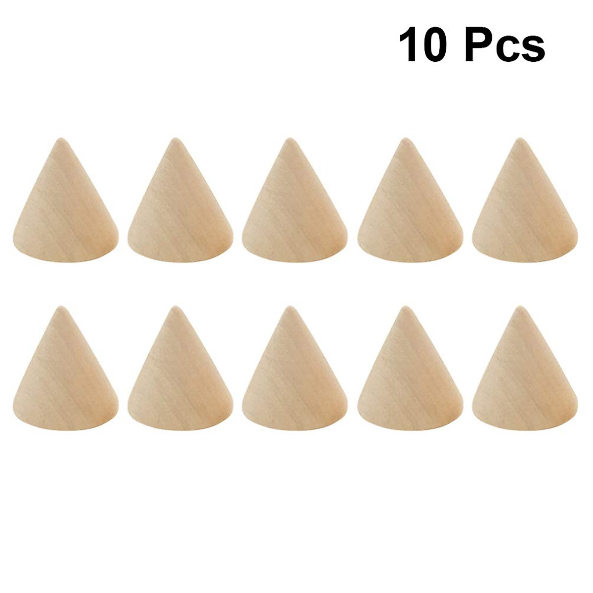 SUPVOX 10pcs Natural Wood Cone Ring Holders Unpainted Wooden Cones to Craft Paint Jewelry Display Stand 3.1cm