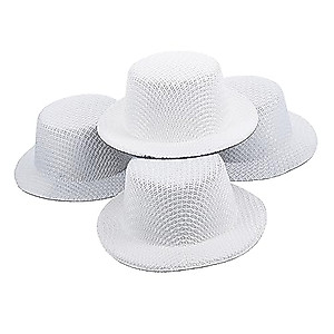 Abaodam Doll Hat 16 pcs Craft Crafts Topper Wide White Fedoras Snowmen Felt Snowman Tops Ornament - Decorative Cap Small Panama Magician Christmas Accessories Flat Decor for Miniature