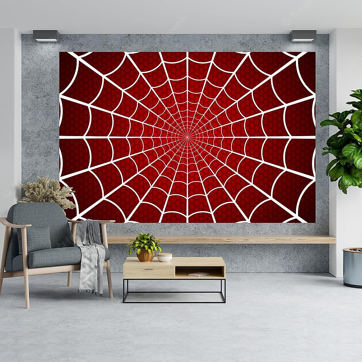Spider Web Happy Birthday Banner Backdrop Super Hero Theme Decor Decorations for Boys Girls 1st Birthday Party Supplies Baby Shower Photo Booth Props Background Photography