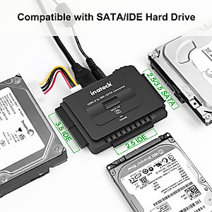 Inateck USB 3.0 to IDE/SATA External Hard Drive Reader Fit for 2.5/3.5 HDD/SSD Hard Drive Disk, IDE to USB Adapter with 12V/2A Power Supply and USB 3.0 Cable, UA2001