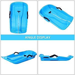 BESPORTBLE Snow Sled Plastic Toboggan with Pull Rope for Snow Sledding Ice Fishing Plastic Snow Sled for Kids and Adult (Blue)