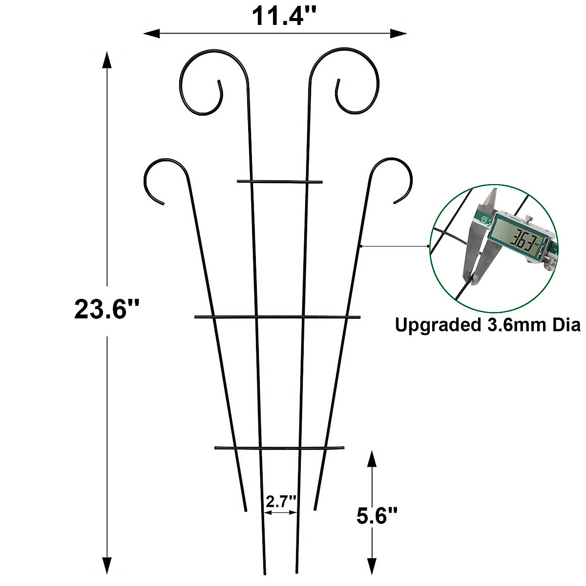Mklsit 24'' Plant Trellis for Potted Plants, Indoor/Outdoor Garden Trellis for Climbing Plants, Sturdy Metal Pot Trellis for Houseplants Flowers Climbing Vines Ivy, Pack of 2, Black