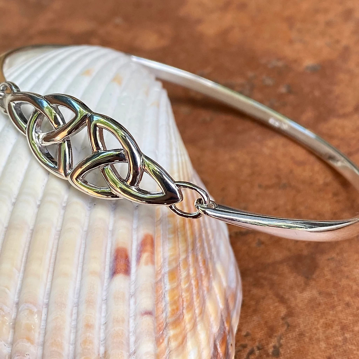 JewelryWeb - 925 Sterling Silver Celtic Knot Expandable Stackable Bangle Bracelet - Celtic Jewelry for Women - Itrish Jewelry - Claddagh Bangle Bracelet - St Patricks Day Gift for her