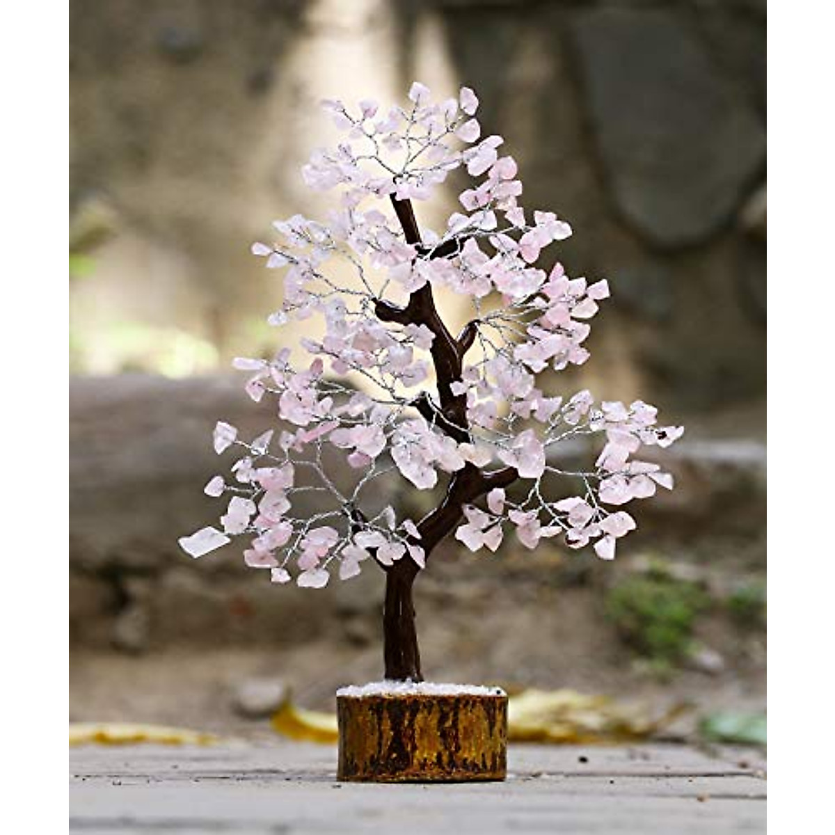 Rose Quartz Gemstone Tree Stone Tree Crystal Tree of Life Prosperity Stones Tree Money Bonsai Tree Feng Shui Tree Handmade Gift for Home Office Decorations Ornament Silver Wire 10-12 Inch
