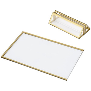 HAKZEON 8 PCS 5 x 7 Inch Acrylic Gold Sign Holder, Gold Acrylic Frames, Gold Acrylic Stands for Display Acrylic Gold Table Number Holders for Table Numbers, Pictures, Menu Display