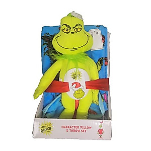 grinch The Grinch Throw with Character Pillow Plush Set